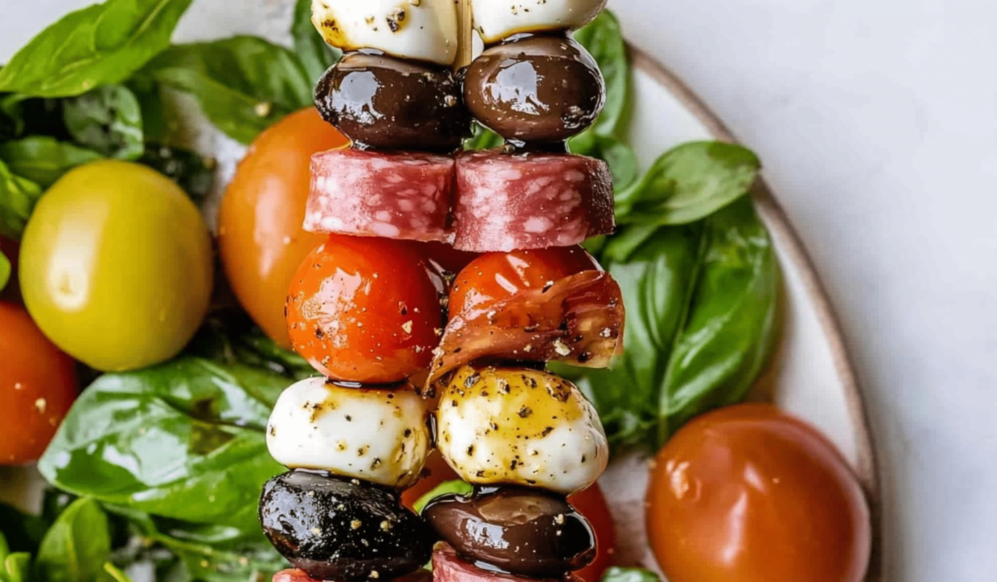 Antipasto Skewers with Shallot Balsamic Dressing: A Simple yet ...