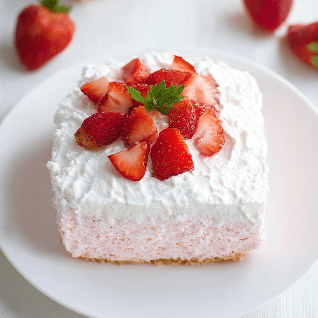 3 Ingredient No Bake Strawberry Cloud Cake – Easy 3-Step Delight