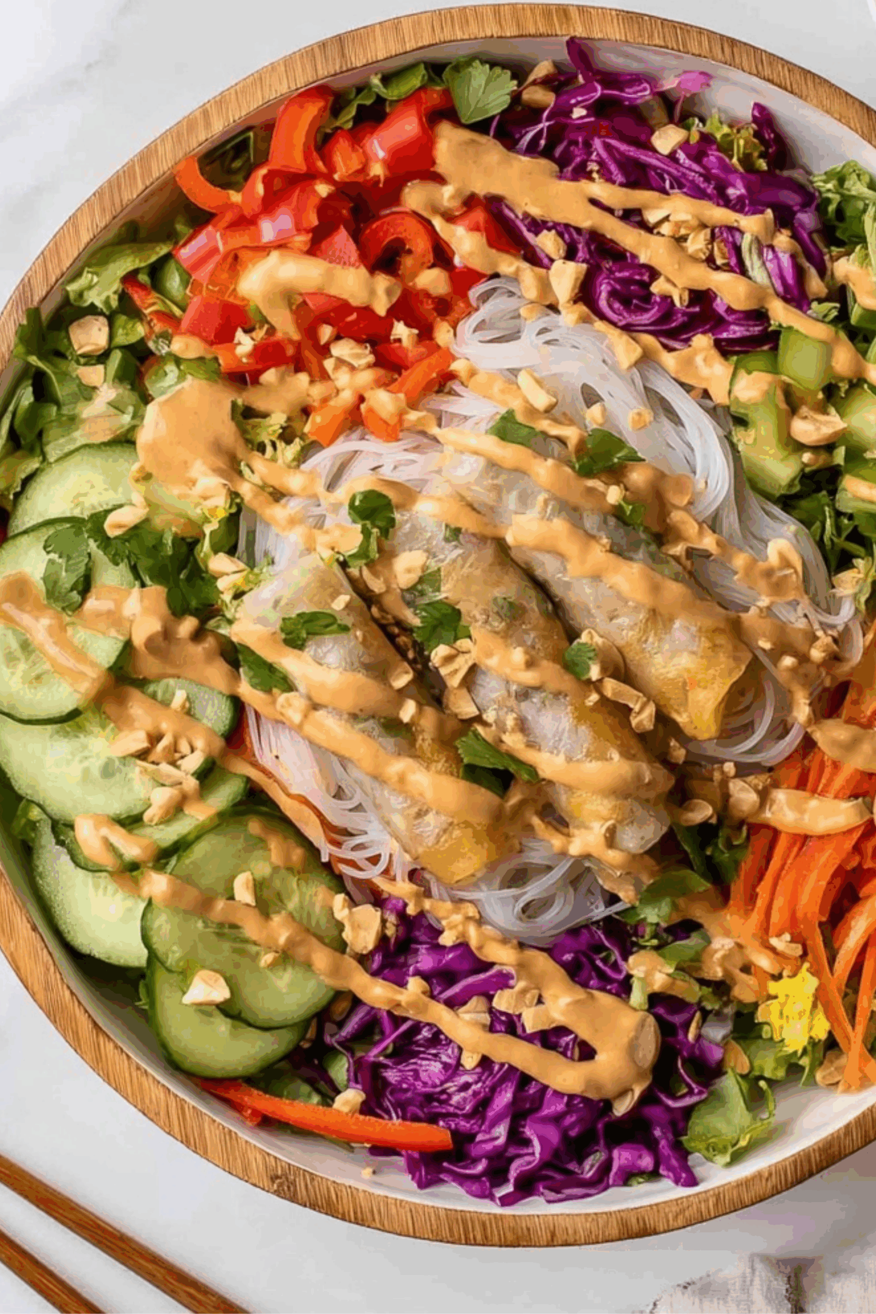 Spring Roll Salad with Peanut Sauce: 1 Delicious Fresh Favorite Recipe